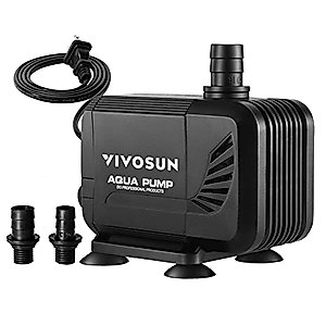 VIVOSUN 400GPH Submersible Pump(1500L/H, 15W), Ultra Quiet Water Pump with 5.3ft High Lift, Fountain Pump with 5ft Power Cord, 2 Nozzles for Fish Tank, Pond, Aquarium, Statuary, Hydroponics