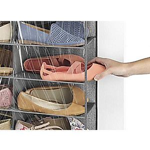 Whitmor Over The Door Shoe Shelves - 26 Sections - Crosshatch Gray