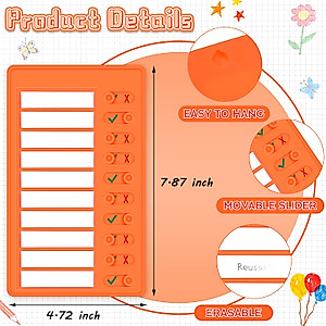 Queekay 4 Pcs Blank Chore Chart Kids Chore Chart, Plastic Checklist Board with 8 Detachable Cardstock to Do List for Home Routine Planning (Red, Orange, Blue, Yellow)