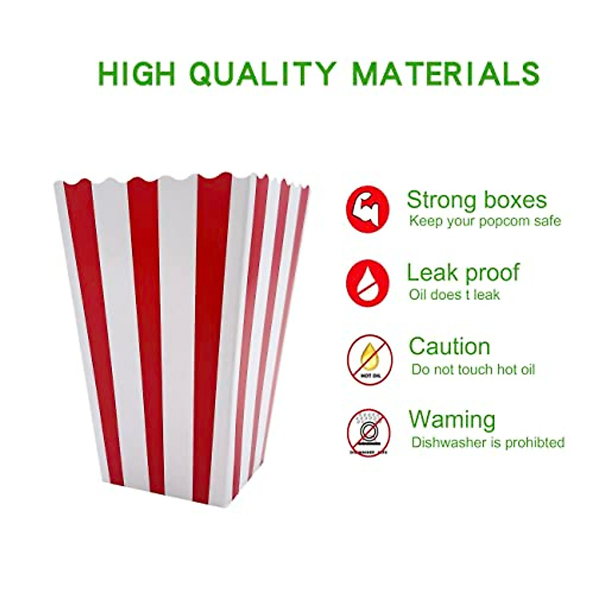 Jaojaopn Striped Popcorn Containers, 4.5 x 2.75 Mini Popcorn Boxes Snack Container Set for Movie Night or Various Party Themes. 50 pcs (red and white)