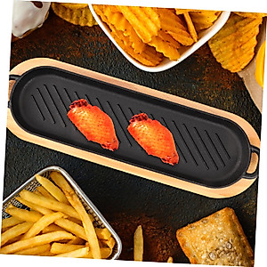 OKUMEYR Grill Plate Creative Baking Pan Steak Pan Cast Iron Serving Plate Frying Plate Steak Grill Pan Household Steak Pan Non-stick Steak Pan Cast Iron Steak Plate Grilling Food Pan