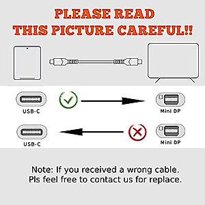USB C to Mini DisplayPort DP Cable,Knaive Type C Unidirectional to Mini DP 4K@60Hz Compatible with MacBook Pro/Air/iMac/Mac Mini/Surface to Mini DP Monitor(6ft)