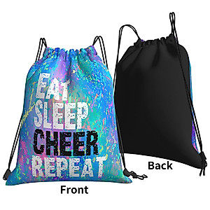 FORATIO Eat Sleep Cheer Repeat Drawstring Backpack Gym String Bag Sports Drawstring Sackpack For Women Men