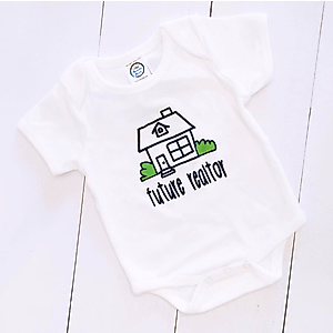The Spunky Stork Baby Boys and Girls Future Realtor Real Estate Agent Bodysuit (12-18M) White