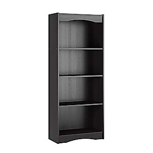 Home Square Tall 4 Shelf Wood Bookcase Set in Midnight Black (Set of 2)