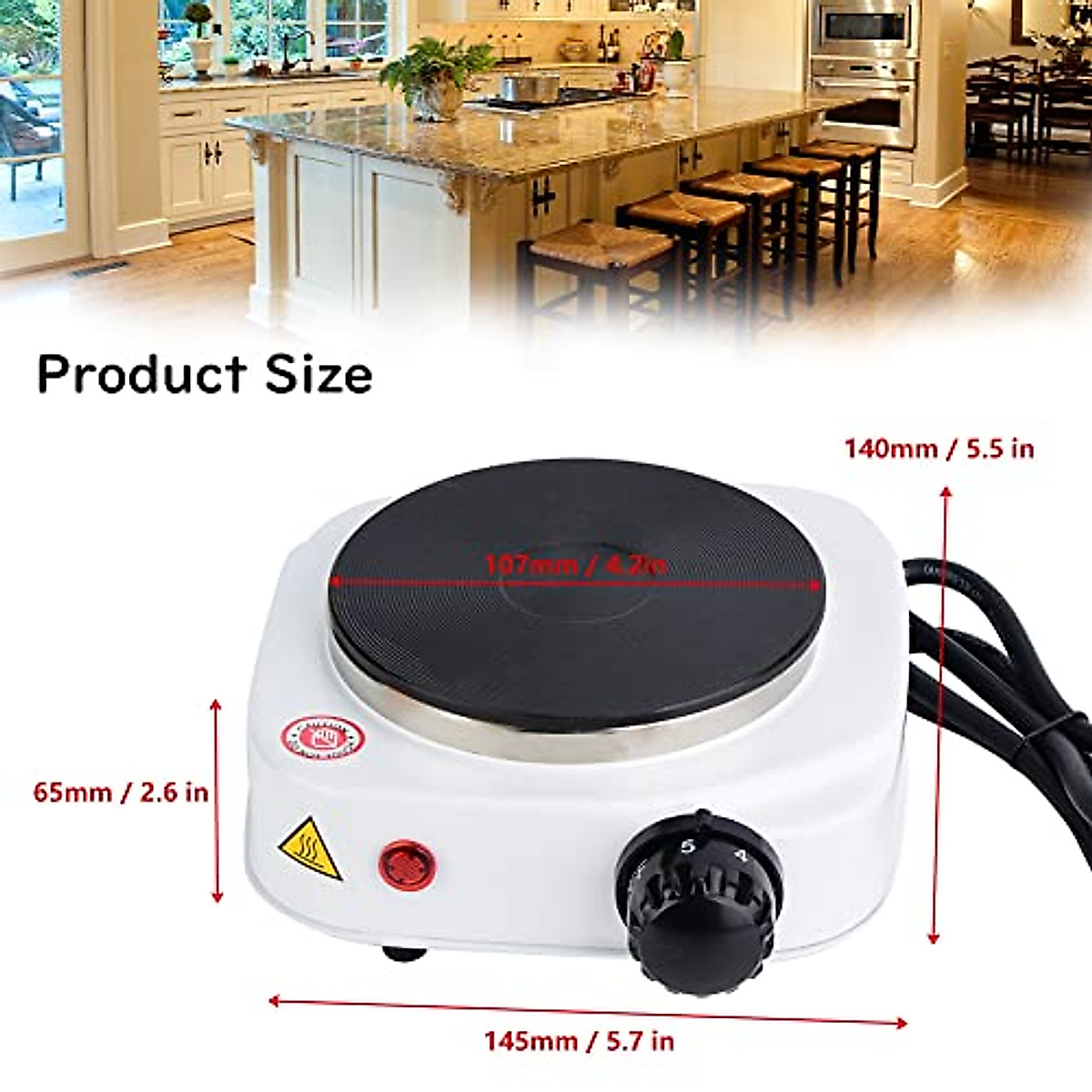 Electric Mini Stove Single Electric Flat Cast Iron Heating Plate Burner 500W Mini Stove Hot Plate Multifunctional Home Heater (US)