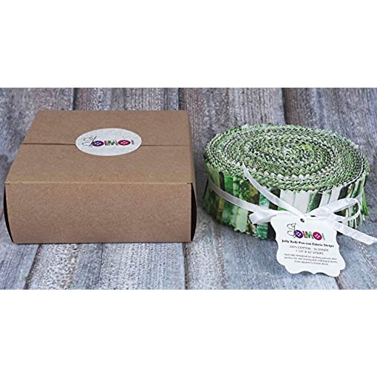 Soimoi 40Pcs Tie Dye Print Precut Fabrics Strips Roll Up 1.5x42inches Cotton Jelly Rolls for Quilting - Green
