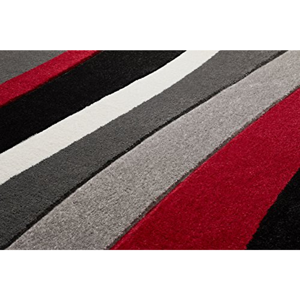 Well Woven Red Rad Waves Modern Geometric Stripes 7'10" x 9'10" Area Rug