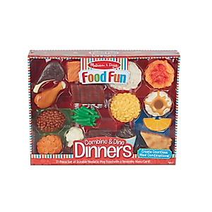 Melissa & Doug Food Fun Combine & Dine Dinners - Red - Realistic Play Food For Kids Kitchen, Pretend Play Food Set For Kids Ages 3+
