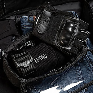 M-Tac Elite Bag Organizer Transparent Medium - Tactical Clear Durable Pouch with Zipper, Handle and Nylon Mesh Bottom (10.2 x 4.3 inches, Black)