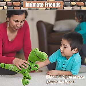 Hcdoujoy Green Small Plush Dinosaur Toy Plush Dinosaur Animal Stuffed Toy, Tyrannosaurus Rex Dinosaur Toy for Girls Boys Birthday Gifts Christmas Children's Day Gifts, 11×5×13.9"