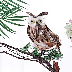 LWINGFLYER Realistic Brown Feathered Owl Artificial Furry Owl Foam Bird Ornaments for Party Decoration Wreath Crafts Tree Topper Christmas Ornaments 16cm/6.2inch