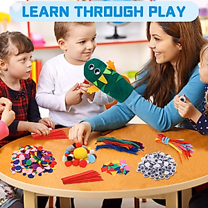 12 Pieces DIY Hand Puppets Making Kit Felt Sock Creative Art Craft Making Your Own Puppets Colorful Pompoms Wiggle Googly Eyes Storytelling Role Play Party Supplies