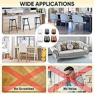 BALEINE 16 Pack Silicone Chair Leg Floor Protectors, Stool Leg Protectors Cap, Non-Slip Chair Leg Caps for Hardwood Floors (Clear & Large, 16 Pack)