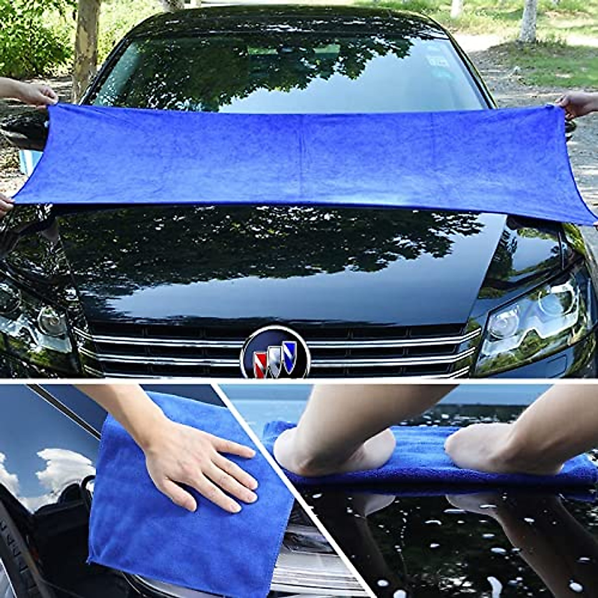 Lusaya Multipurpose Microfiber Towel,Professional Grade car wash Towels ( 2 Pieces 27.5 x 65 ) , Super Absorbent Microfiber Car Towel, for Car, Truck, Locomotive, Yacht，Special Motor Vehicle(Blue, 2)