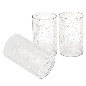 Voguad Seeded Glass Lamp Shade 3 Pack, Clear Cylinder Glass Shade for Light Fixture Replacement Globe for Pendant Light Wall Sconce Chandelier, 1 5/8 inch Fitter