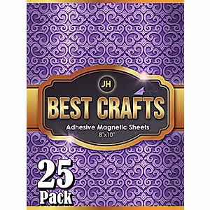 JH Best Crafts Adhesive Magnetic Sheets | Flexible Magnet with Adhesive Backing | 8 x 10 Inch Magnets for Crafts and Pictures | Cut to Any Size | Pack of 25