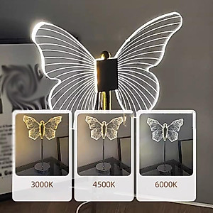 GRFIT Bedside Night Stand Lamp Butterfly Crystal Table Lamp Decorative Night Lamp USB Plug-in Dimmable Bedroom Bedside Desktop Arrangement Acrylic Desk Lamp (Color : B)