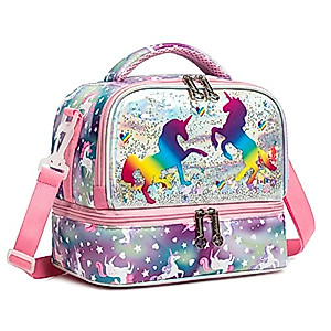 MOHCO Kids Lunch Bag Insulated Bento Cooler Bag Two compartments Cooler for Boys and Girls with Adjustable Strap Travel Lunch Tote