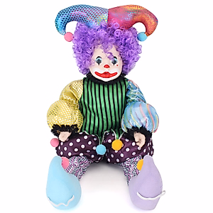GARUNK 37.4" Plush Clown Doll - Baby Girl Birthday Gift - Cute Stuffed Toy with Retractable Arms & Legs, Purple