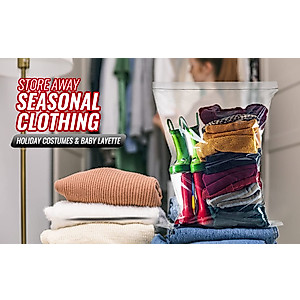 Extra Large Reclosable Roaster Food Storage Bag, 5 Gallon Big Size Strong Clear Heavy Plastic Bags, Easy Open & Close, 2 Mil Thick 18" x 24", 10 Pack