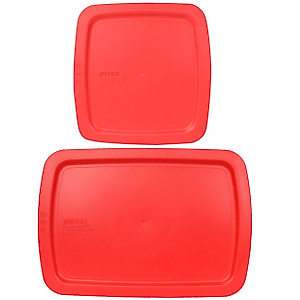 Pyrex C-222-PC 2qt and C-233-PC 3qt Red Easy Grab Plastic Replacement Lids, Made in the USA