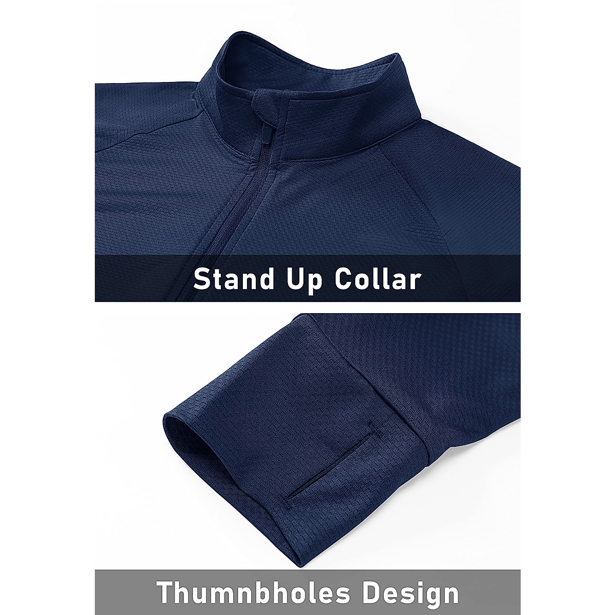 MAGCOMSEN Women's Lightweight Athletic Jacket Zipper Running Shirts Quick Dry Long Sleeve Sun Protection Shirts Navy L