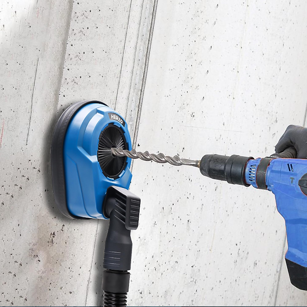 HERZO Drill Dust Collection Attachment, Hammer Dust Collection Attachment, Universal Dust Shroud for Drilling,with a Max Drilling Diameter of 70 mm