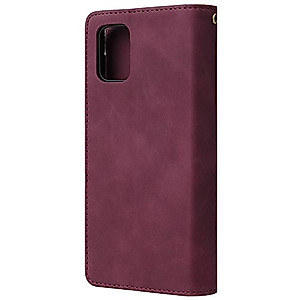 N9 Compatible with Samsung Galaxy A52 5G Wallet Case,Leather Zipper Magnetic 6 Card Slots Purse Protection Back Cover Compatible with Samsung Galaxy A52 5G(Wine Red)