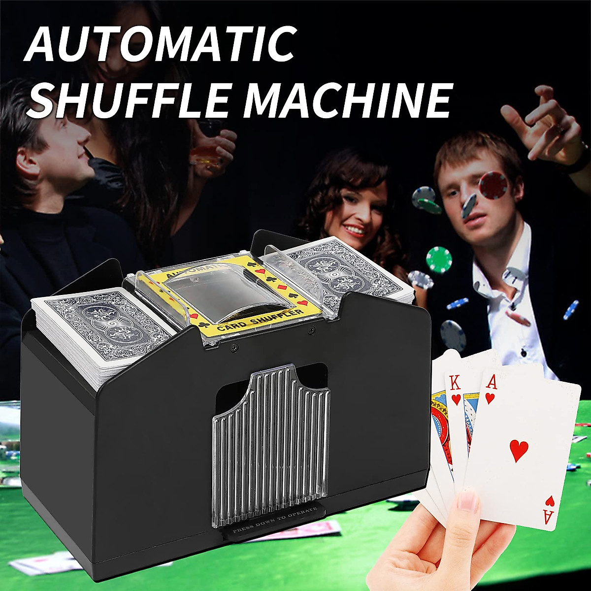 Ni-SHEN 4 Deck Automatic Card Shuffler USB/Battery Operated Electric Shuffler for Family Party Poker/Blackjack/UNO(1-4 Deck Card Shuffler)