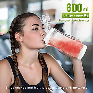 20 Oz Portable Blender for Shakes and Smoothies,4000mAh Electric Juicer, 270W Motor Smoothie Blender with BPA-Free & IP67 Waterproof, USB Fresh Juice Blender with 2 Mixing Modes for Travel, Gym, Rose