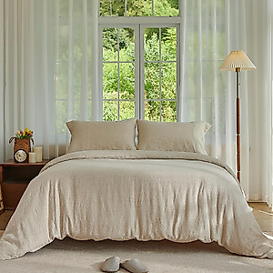 cebihy 100% Linen Duvet Cover Set King 3 Pieces, French Normandy Flax Linen, Cooling, Soft, and Breathable Linen Bedding Set - 1 Duvet Cover 90"x 104", 2 Pillowcases 20"x 40", Natural Linen