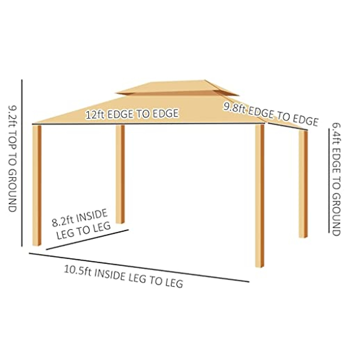 LIUZH 12' x 10' Hardtop Gazebo Steel Canopy Outdoor Pergola with Aluminum Frame and Netting for Patios, Gardens, Lawns