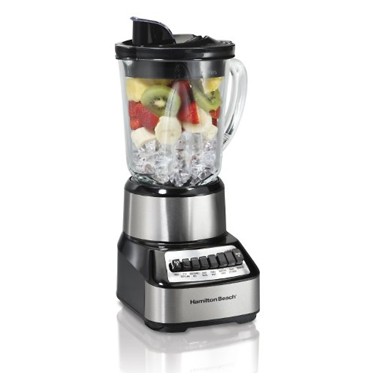Hamilton Beach Wave Crusher Blender with 40 Oz Glass Jar and 14 Functions & Personal Blender for Shakes and Smoothies with 14 Oz Travel Cup and Lid, Black