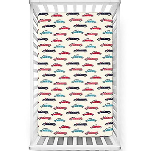 Cars Themed Fitted Crib Sheet,Standard Crib Mattress Fitted Sheet Soft and Breathable Bed Sheets-Baby Crib Sheets for Girl or Boy, 28“ x52“,Multicolor