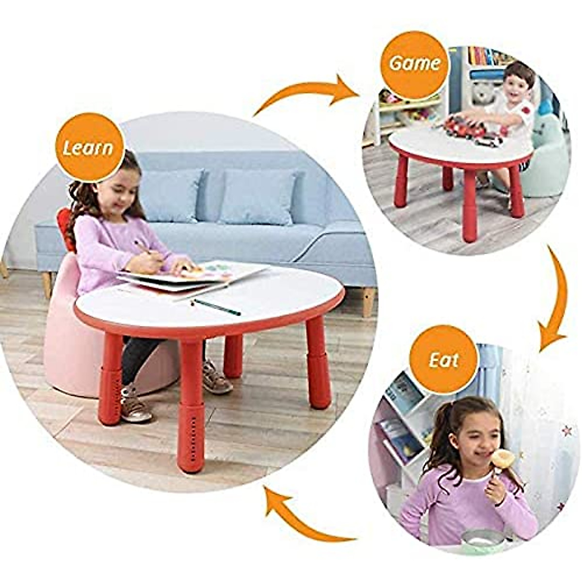 DOUBAO Children's Table and Set Kindergarten Can Be Raised and Lowered Plastic Baby Game Table Graffiti Belt Storage Tablo