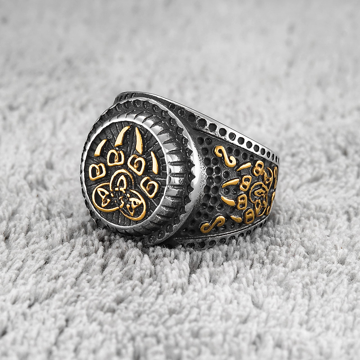 Gungneer Stainless Steel Celtic Knot Bear Paw Ring Viking Berserker Bear Spirit Ring Norse Pagan Protection Jewelry Men Women