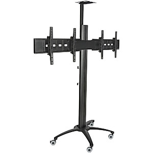 Displays2go Mobile TV Stand with Travel Case, Steel, Aluminum, MDF, EVA Form – Black (LPGPWBC2S)