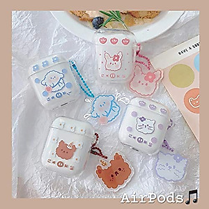 Ownest Compatible with AirPods Case with Cute Clear Girl Cartoons Animal Design Smooth Soft TPU Cover Case for Airpods 2 &1,Cute for Airpods-Bear