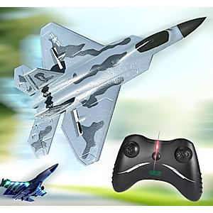 F222 CH RC Airplane, F-22 Plane Ready to Fly, 2.4GHz Remote Control, Easy to Fly RC Glider for Kids & Beginners Fighter Jet,2.4GHz 6-axis Gyro Stabilizer RTF Hobby Glider Aircraft Plane Easy to Fly