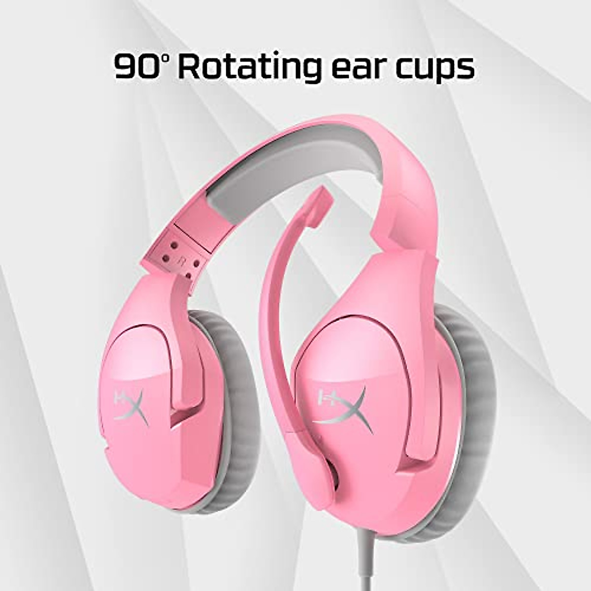 HyperX Cloud Stinger – Gaming Headset, Memory Foam, Soft Leatherette, Durable Steel Sliders, Swivel-to-mute Noise-Cancelling Microphone, Works on PC, PS4, PS5, Xbox and Mobile – Pink