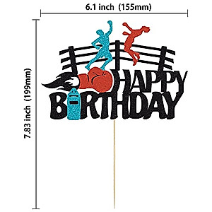Gyufise 1 Pack Boxing Cake Topper Boxing Decorations Bout Pugilist Infighter Beat Boxing Platform Punching Bag Glove Themed Men Kids Boy Girl Birthday Party Cake Decor Happy Birthday Event Supplies