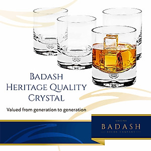 Badash Galaxy Crystal Old Fashioned Glasses - Set of 4 Mouth-Blown Lead-Free Crystal 8 oz. Rocks Glasses for Whiskey, Bourbon & Scotch