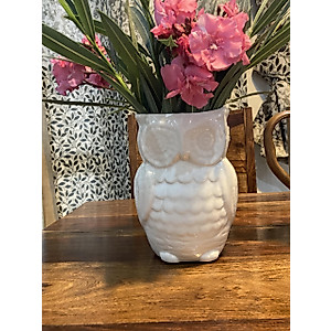 ABHANDICRAFTS Utensil Holder for Kitchen Counter 7.5" Inch Multi-Purpose Ceramic Organizer for Kitchen Decor, Paint Brush, Flower Vase, Cooking Tool Utensils Caddy for Countertop White