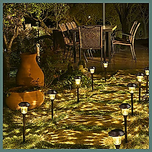 GIGALUMI 8 Pack Solar Pathway Lights, Solar Garden Lights Outdoor Warm White, Waterproof Led Path Lights for Yard, Patio, Landscape, Walkway (Brown)…