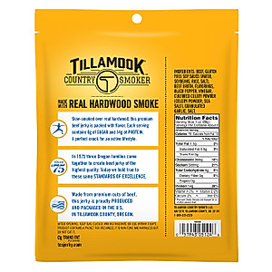 Tillamook Country Smoker Keto Friendly Zero Sugar Beef Jerky, Black Pepper, 2.2 Ounce (Pack of 4)