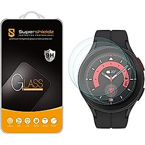Supershieldz (3 Pack) Designed for Samsung Galaxy Watch 5 Pro (45mm) Tempered Glass Screen Protector, 0.33mm, Anti Scratch, Bubble Free
