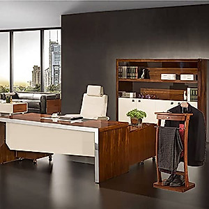 WPPTNSFY Suit Stands Butler Clothing Racks Wood Suit Valet Stand Clothes Rack with Base Floor Standing Suit Hanger Rack for Office Living Room Bed Room 44.4X30X112.2CM