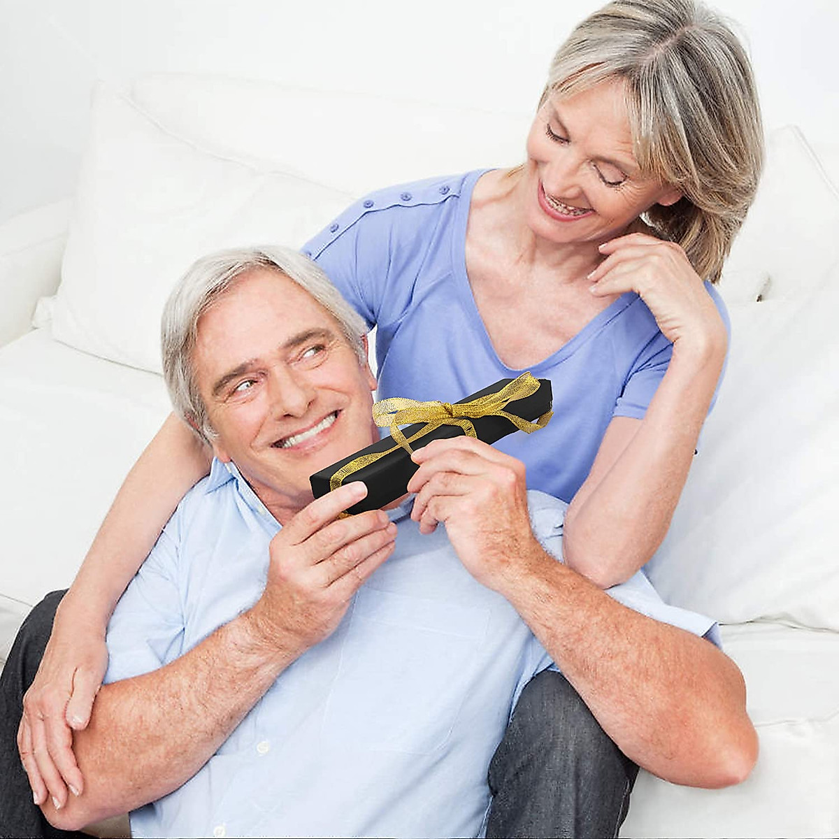 24 Pcs Gift Box Set, Cardboard Jewelry Necklace Gift Boxes Cotton Filled Cardboard Paper Jewelry Box Gift Cases Bulk for Wedding, Engagement, Anniversaries, Christmas, 8.2 x 1.57 x 1.18Inches (Black)