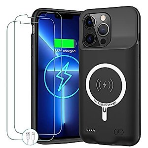Battery Case for iPhone 13 Pro Max, Newest 10800mAh Portable Protective Charging Case with Wireless Charging Compatible with iPhone 13 Pro Max (6.7 inch) Battery Pack Charger Case with Carplay -Black